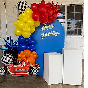 Race Car Balloons Arch Garland Kit with 145 Pcs Race Car Birthday Party Decorations Balloons for Monster Car Truck Party Race Car Theme Birthday Party Supplies