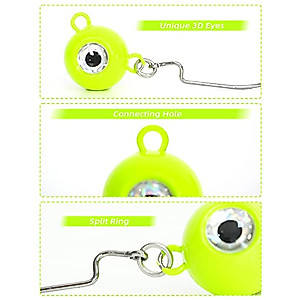 BLUEWING Free Swing Jig Head 1pc Freshwater Fishing Lures Lead Head Jig for Perch Crappie Bluegill Bass Fishing, Size 3oz, Yellow/Green