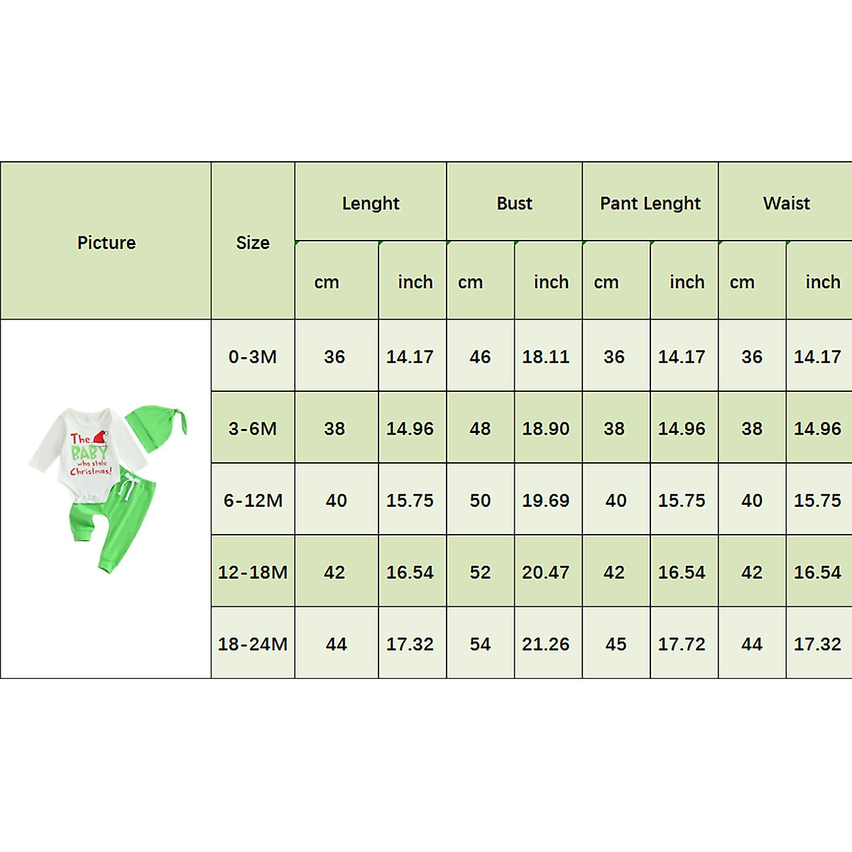 Eadrioss Christmas Baby Boy Outfit Who Steal Your Christmas Romper Bodysuit Green Pants Set Infant Newborn Xmas Clothes (White Green Hats, 0-3 Months)