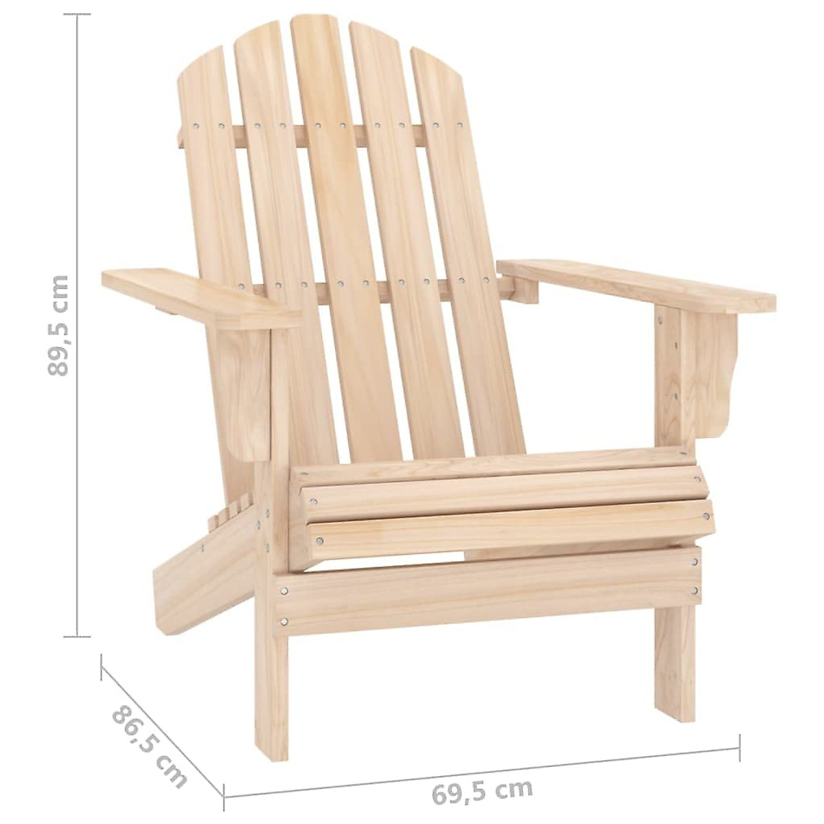 Tidyard Patio Adirondack Chair Solid Fir Wood Outdoor Fire Pit Chair Wooden Garden Armchair for Porch Pool Lawn Deck Backyard Balcony Outdoor