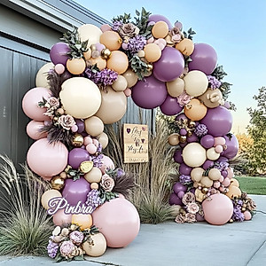 Dusty Purple Pink Balloons - Double Stuffed Lavender Pink Nude Balloon Garland White Sand Blush Ivory Balloon Pastel Lilac Balloon Arch Kit for Birthday Baby Shower Bridal Wedding Party Decorations