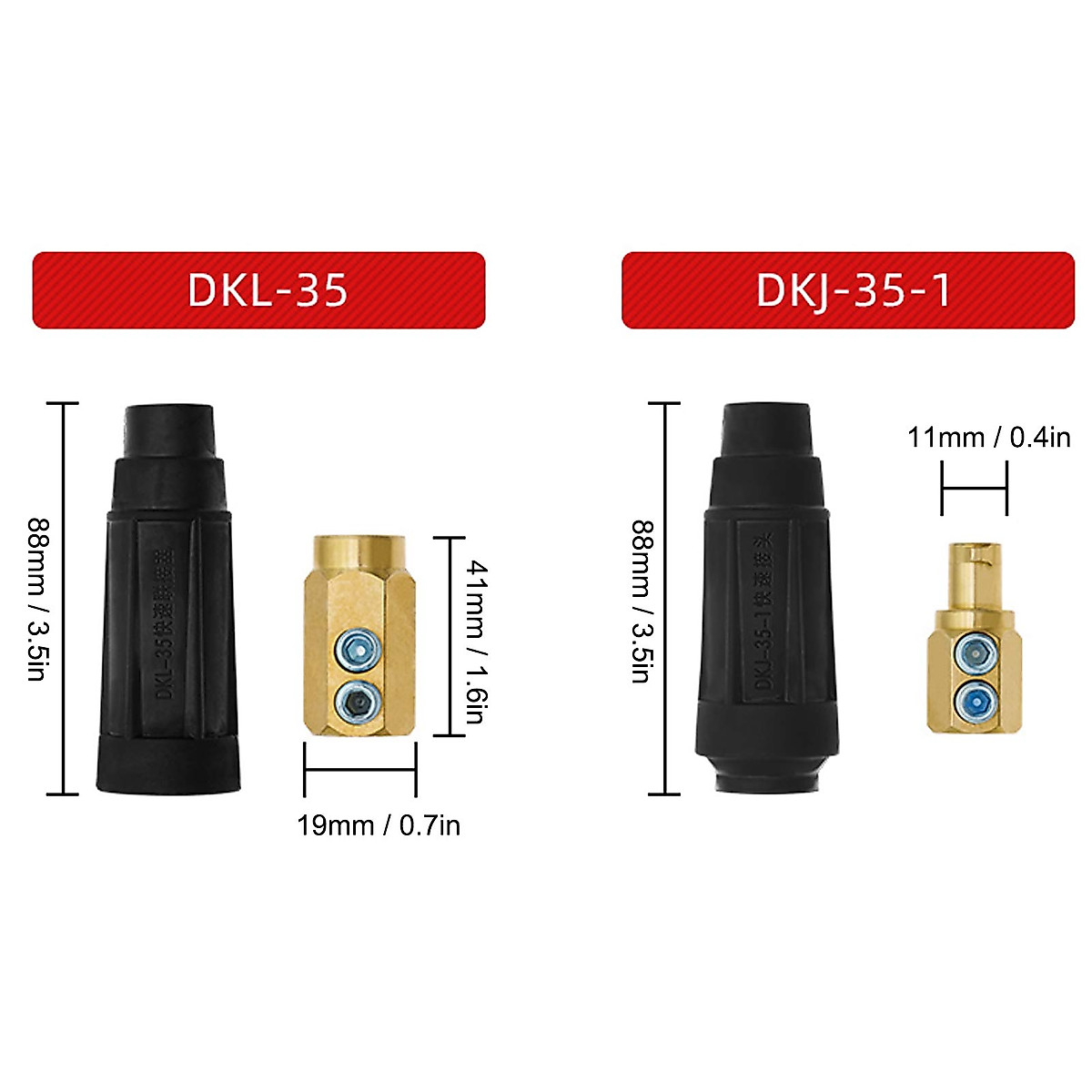 1 Set Welding Cable Connector, 250A Dinse35 Quick Disconnects, Welder Wire Extension Plug Socket for 25-35mm² (2-3AWG) Cable