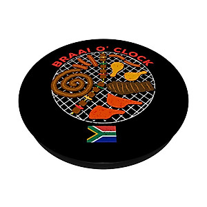 Braai O' Clock Time Funny South Africa Flag PopSockets PopGrip: Swappable Grip for Phones & Tablets