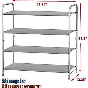 Simple Houseware 4-Tier Shoe Rack Storage Organizer 20-Pair, Grey