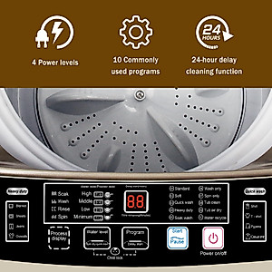 AXUTL Washing Machine Washer Machine 1.25cu.ft Apartment Dorm Laundry Compact Portable Washer Gold Full Automatic, 8 Water Levels, 10 Wash Programs