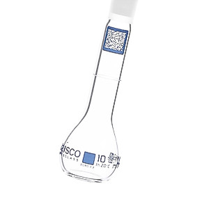 Eisco Volumetric Flask, 10mL - Class A - Borosilicate Glass, Polyethylene Stopper, 10/19 Socket - QR Code Marking for Calibration Certificate