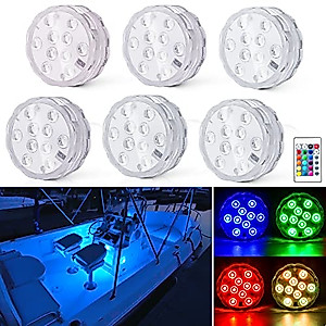 Shangyuan Boat Lights Wireless, Battery Powered Operated Marine Led Interior Light for Boat Deck Courtesy Light, for Fishing Pontoon Sailboat Kayak, Remote Control Multi Color Changing, RGB, 6PCS