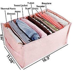 Clothes Organizer for Folded Clothes, Wardrobe Clothes Organizer, Large 9 Grids, Upgrade Organizer for Folded Clothes, For Jeans, Underwear, Tight pants, Scarves, Sweater, T-Shirts, Dresses（Pink）