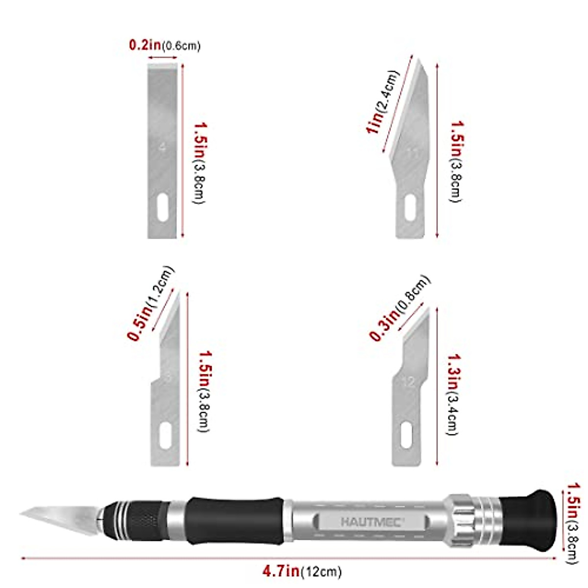 HAUTMEC 14 in 1 Hobby Knife Craft Knife Set SK5 for DIY Art Work Cutting - 1 Handles and 13 Spare Blades with Storage Case for Craft, Hobby, Carving, Art Modeling and Scrapbooking HT0109-HK