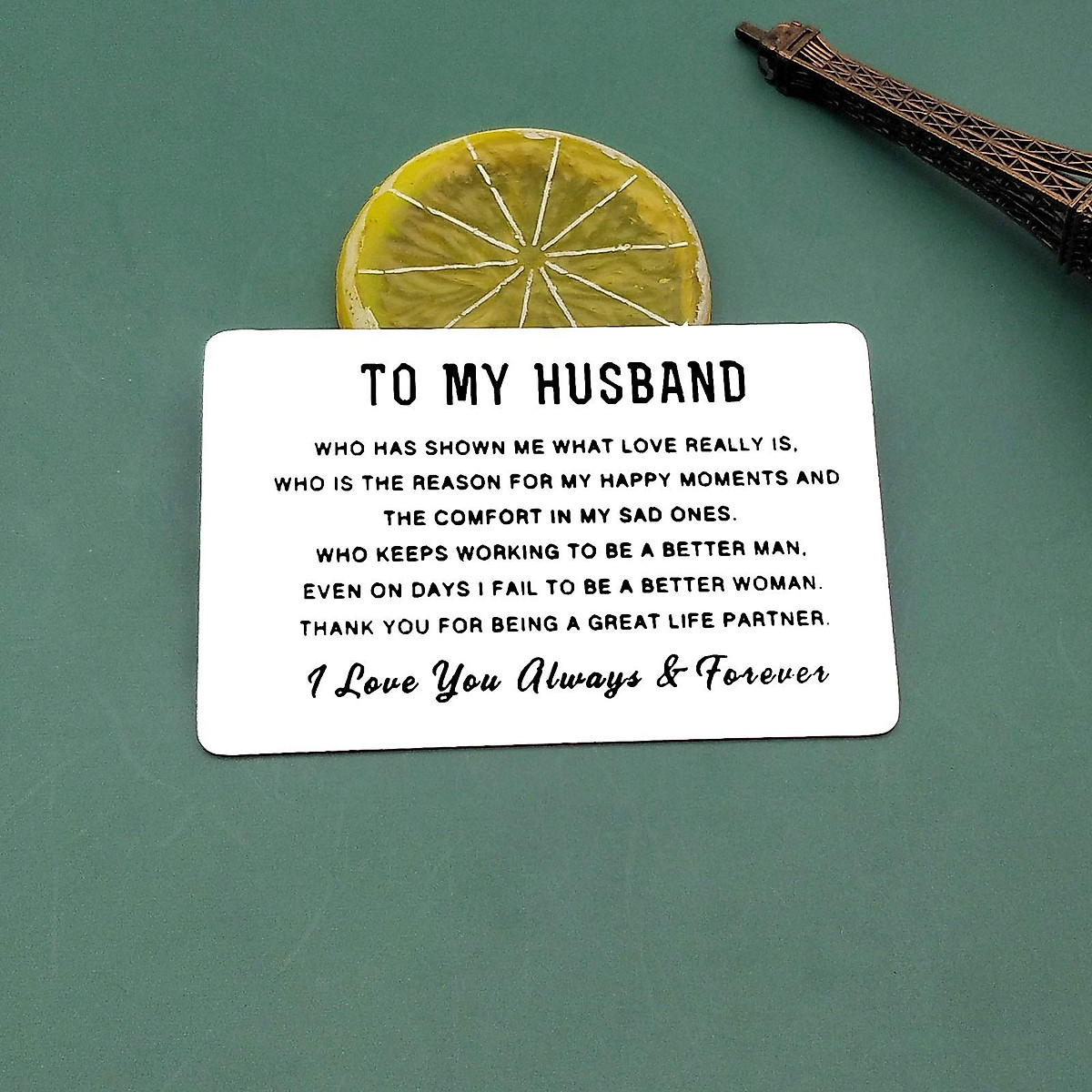 Husband Gift Ideas Metal Wallet Card Inserts for Husband from Wife Unique Mini Love Note for Men Anniversary Birthday Wedding Deployment Gifts for Him, I Love You Gift for Husband