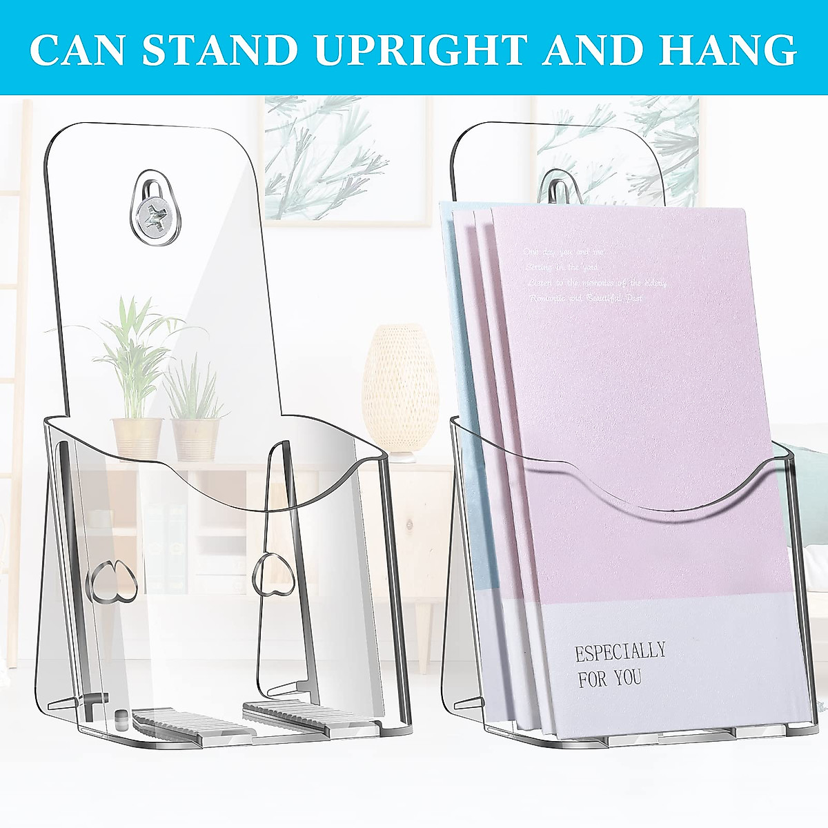 Yookeer 20 Pieces Acrylic Brochure Holder Stand 4 x 7.9 Inches Rack Card Holder Stand Clear Literature Holder Plastic Flyer Display Stand Trifold Brochure Holder for Vendors, Brochure, Pamphlet