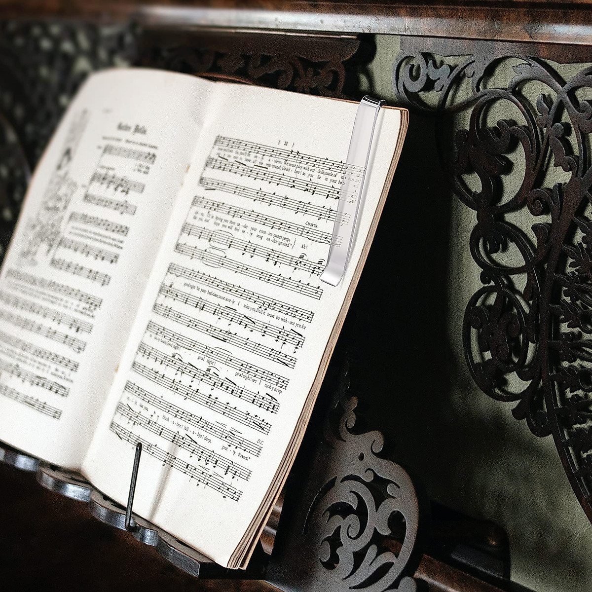 SAVITA 10 Pcs Music Stand Clips, Clear Acrylic Music Holder Clip Book Page Clip for Wind for Musician Composer Outdoor Gig Rehearsal Easy Reading