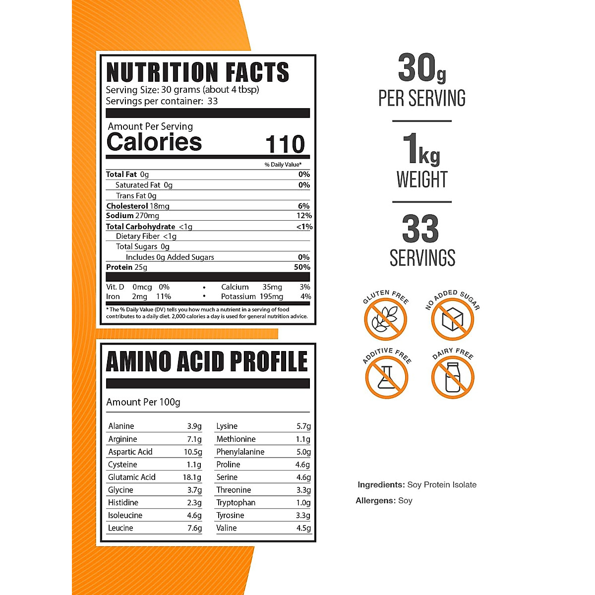 BulkSupplements.com Soy Protein Isolate Powder - Vegan Protein Powder, Soy Protein Powder - Unflavored Protein Powder, Gluten Free, 30g per Serving, 1kg (2.2 lbs) (Pack of 1)