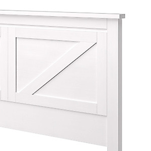 Glenwillow Home Farmhouse Style Wood Panel Headboard in Gloss White - Full Size