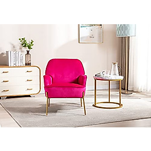 ZOBIDO Comfy Velvet Accent Chair with Glam Metal Legs for Dining Room Bedroom Living Room Beauty(Rose red)