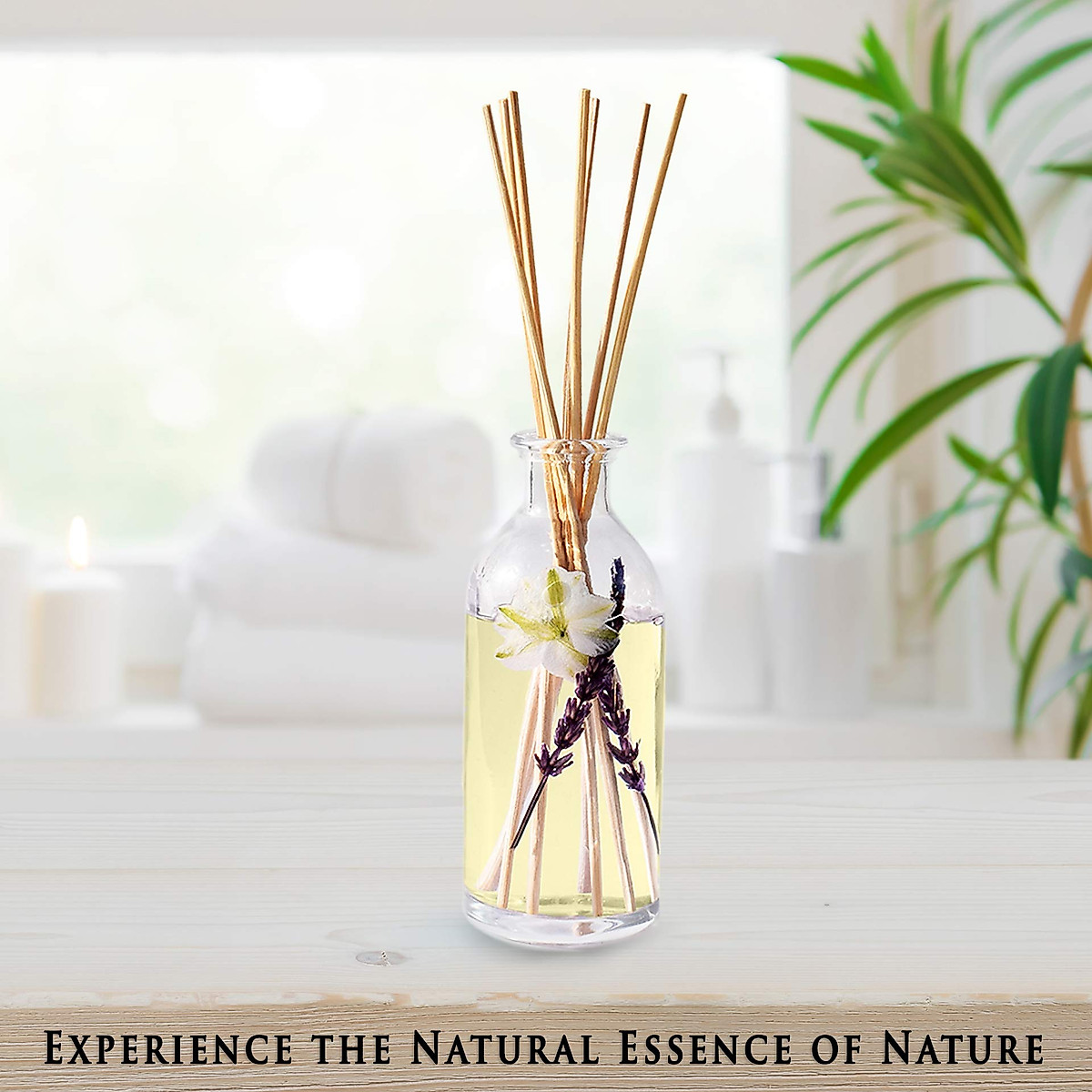 Urban Naturals Lavender Vanilla Reed Diffuser Set | Room Scent Infuser with Real Lavender & Natural Flowers | Soothing Scent Makes a Great Housewarming Gift | Great Idea