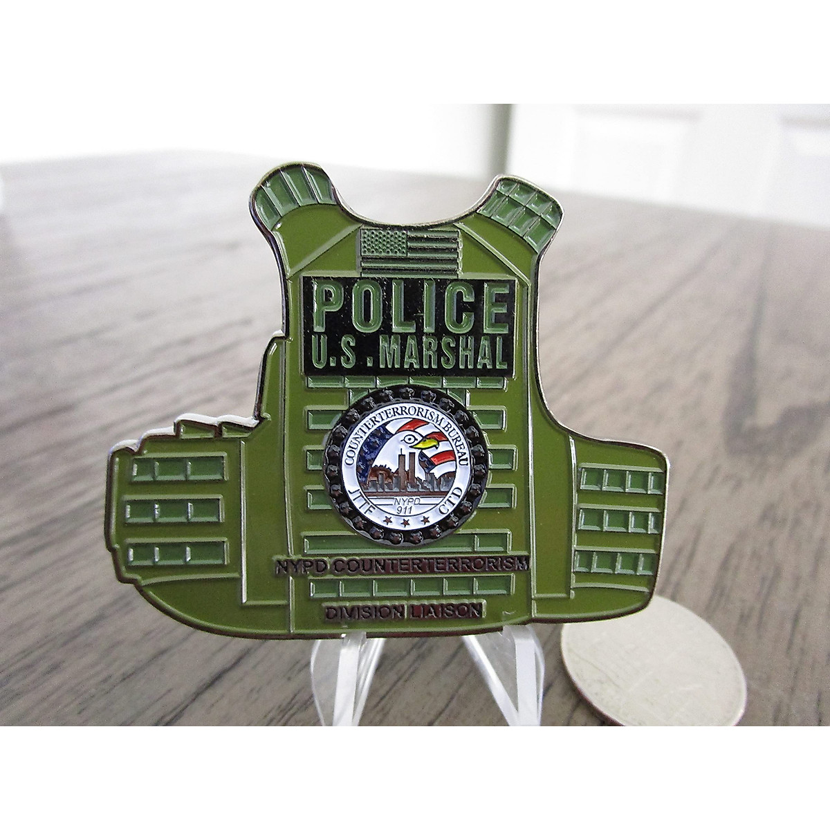 Police US Marshal New York Police Departmen Counter Terrorism Division Liason Tactical Vest Challenge Coin