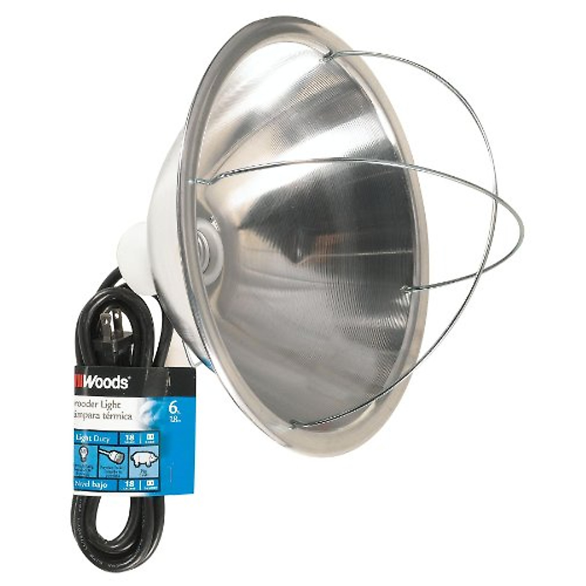 Woods 0165 Brooder Lamp with Bulb Guard;10.5 Inch Reflector and 6 Foot Cord (250 Watt; 18/2 SJTW); 0