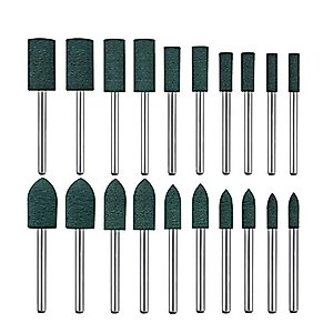 Rubber Polishing Burrs Bits Bullet Cylinder Shape Mounted Point Polishing Bits Rubber Wheel Bit,Electric Drill,Rotary Tool Accessories 3 mm Mandrel 20 Pieces (Green)