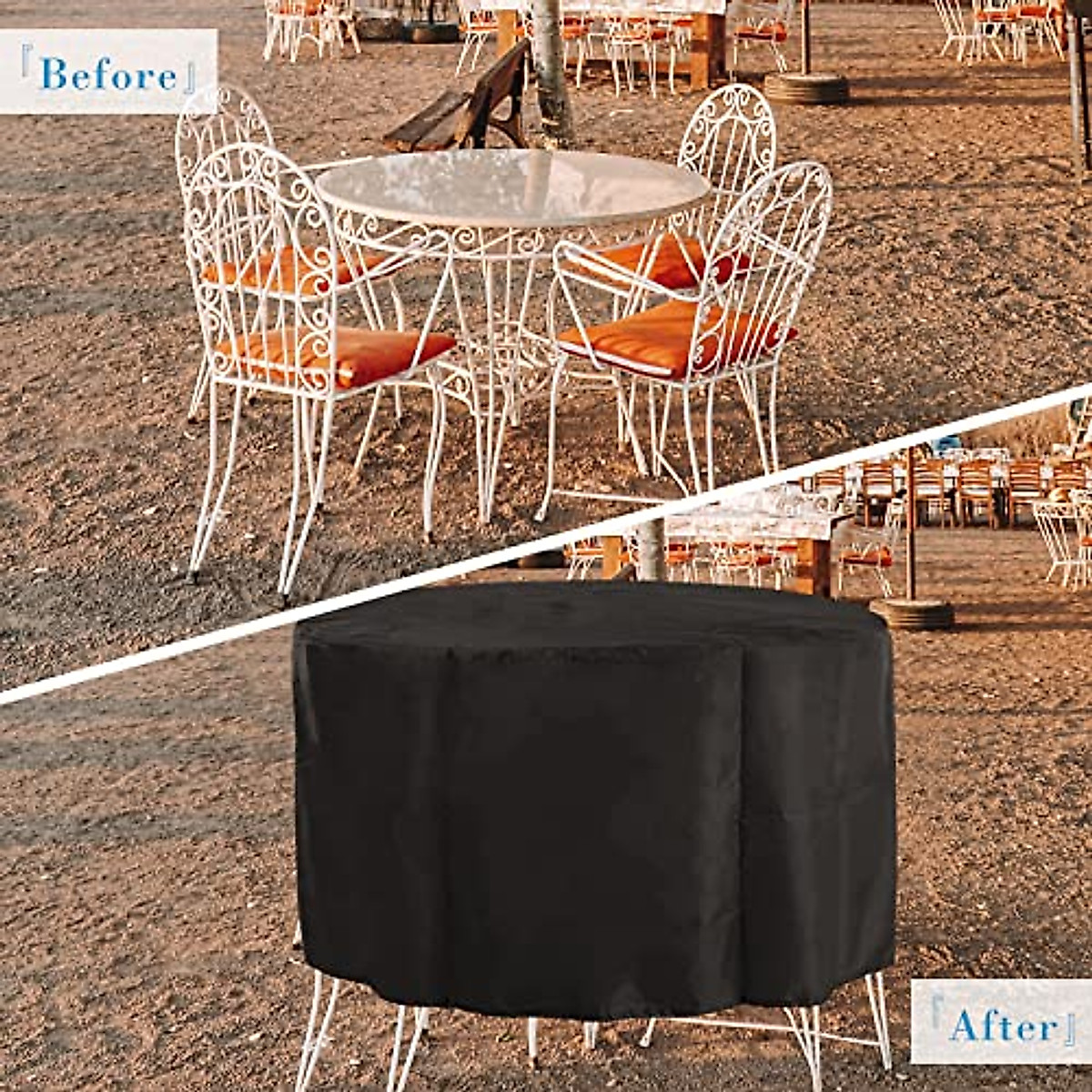 Kingling Patio Furniture Covers, 90 Inch Round Outdoor Patio Table Cover, Outdoor Furniture Cover Waterproof for Round Furniture Outdoor Bar Height Table and Chairs Set - 90''D x43''H