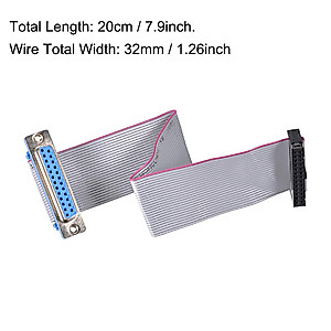 uxcell IDC Wire Flat Ribbon Cable DB25 Female to FC-26 Female Connector 2.54mm Pitch 20cm Length