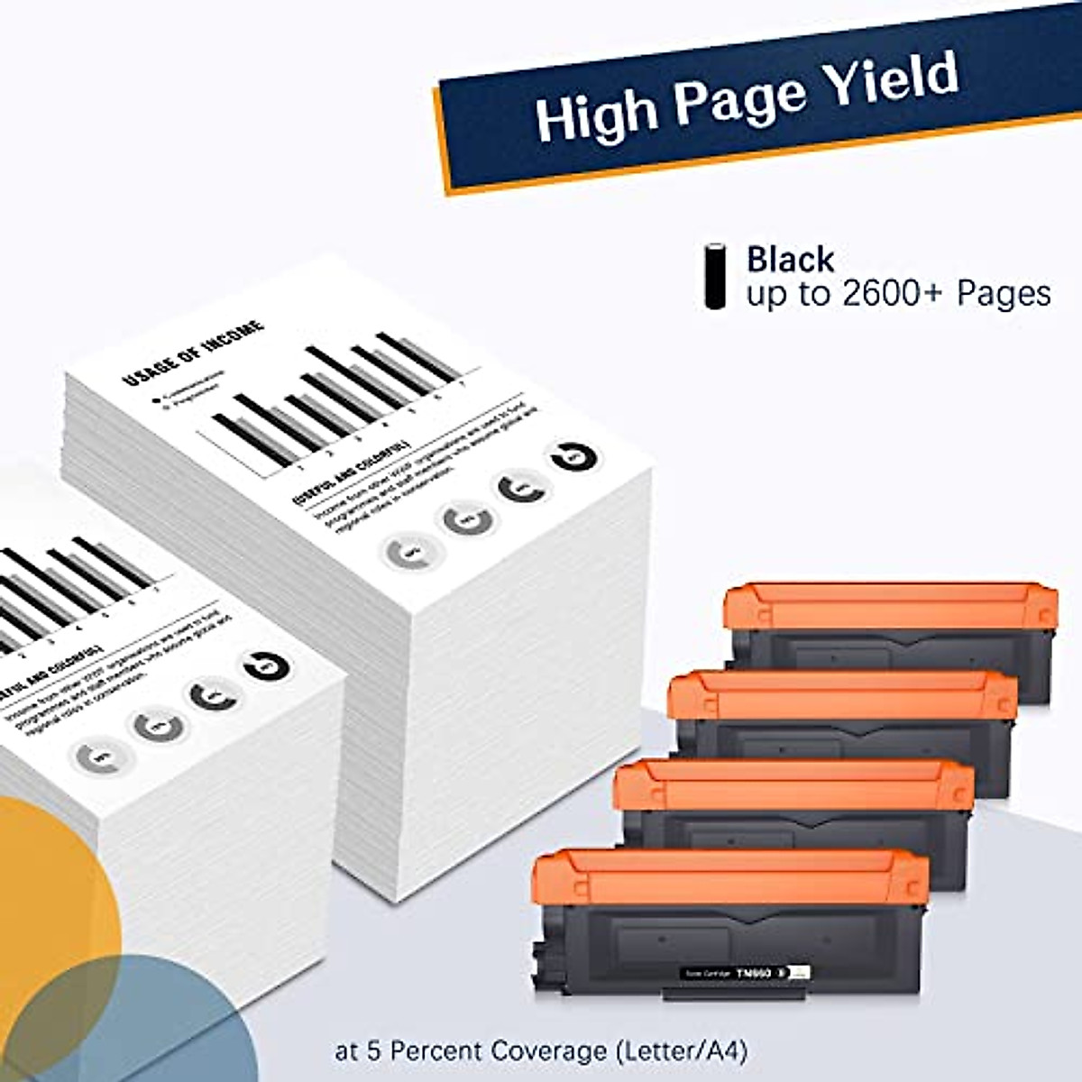 Colorking Compatible Toner Cartridge Replacement for Brother TN660 TN-660 TN630 TN-630 for Brother MFC-L2700DW HL-L2380DW HL-L2300D HL-L2320D DCP-L2540DW MFC-L2740DW Printer (4 High Yield Black)