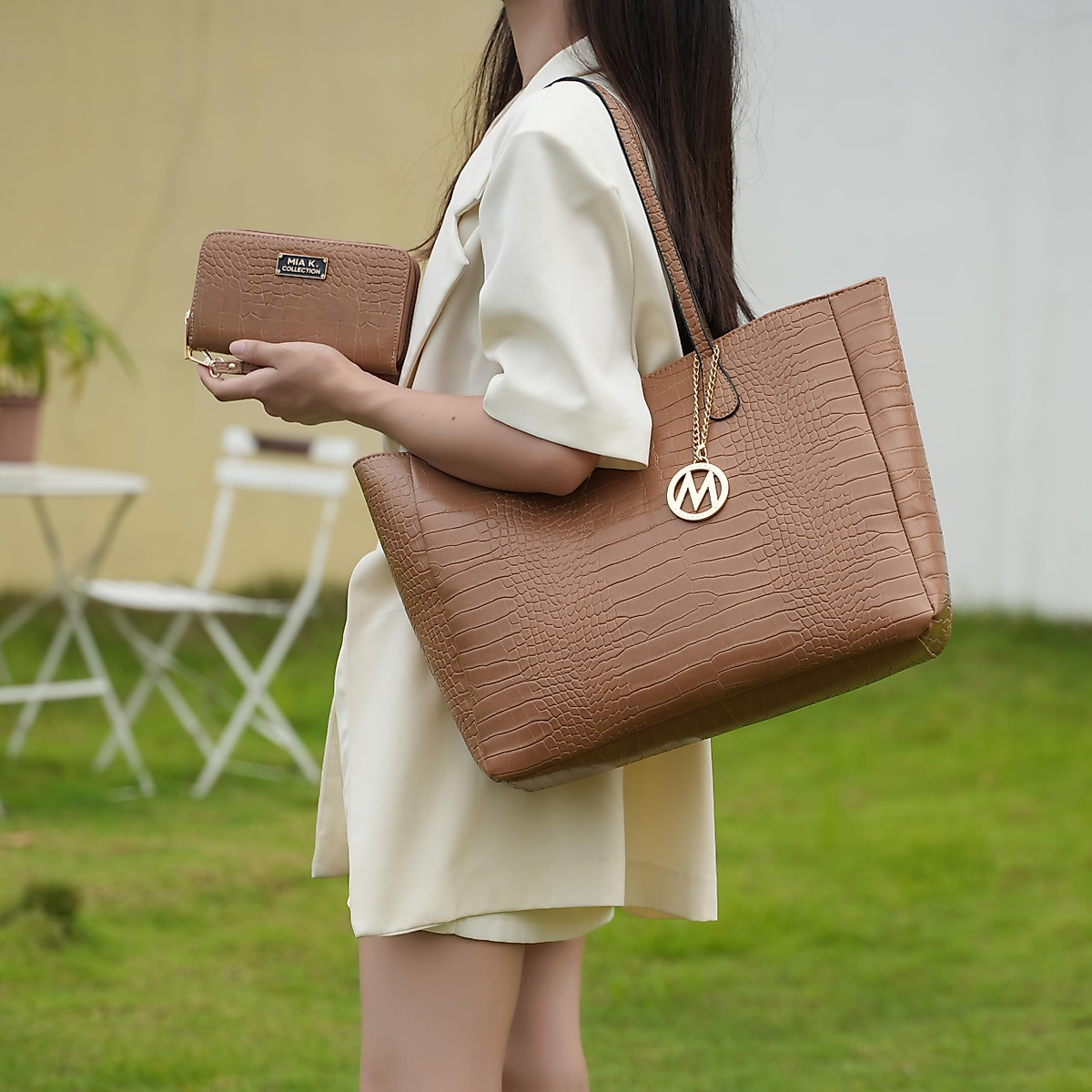 MKF Collection Tote Bag with Wristlet Wallet for Women, Vegan Leather Top-Handle Shoulder Bag Handbag Purse By Mia K