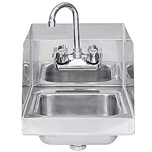Commercial Stainless Steel Wall-Mount Hand Sink with Side Splash - NSF