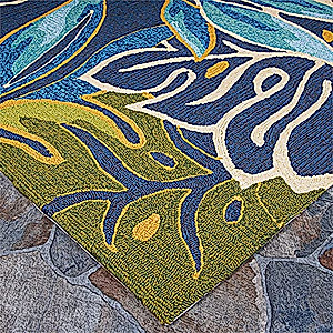Couristan Covington Areca Palms Indoor/Outdoor Area Rug, 3'6" x 5'6", Azure Blue-Forest Green