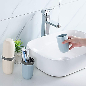Travel Toothbrush Cup Toothpaste Container/Case,3 in 1 Toothpaste Travel Case Holder Hard Plastic Tooth Brush Container Toothbrush Storage Box for Travel,Business,Home,Camping, School Supplies