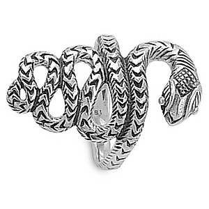 Sterling Silver Women's Tribal Snake Ring Wholesale 925 Band 15mm Size 6