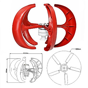 AISINILALAO Wind Turbine Generator, 48V 12000W 5 Blades Vertical Wind Turbine Kit Low Wind Speed Starting Wind Power Generator with Controller for Home, Camping,48v