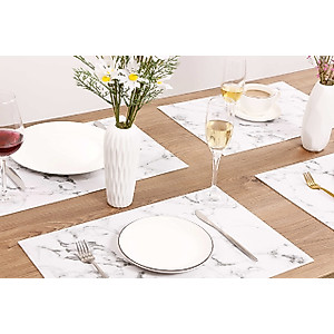 Marble Faux Leather PU Placemats, Set of 4, Washable, Stain Resistant for Dining Room Kitchen Table Decor