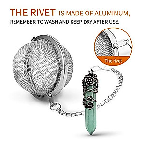 TeaSanavie 2 Pack Healing Crystal Pendant Loose Tea Steeper Tea Infusers Tea Strainers for Couple Gift,Antique Silver Flower Wrapped Natural Gemstone Hexagonal 18/8 Stainless Steel Fine Mesh Tea Ball