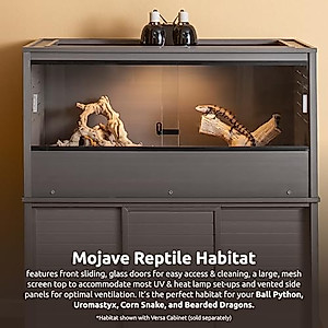 New Age Pet ECOFLEX 48-Inch Mojave Reptile Lounge in Grey- Durable Wood Plastic Composite Habitat with Vented Side Panels, Removable Sliding Glass Doors & Lock, Easy Assembly