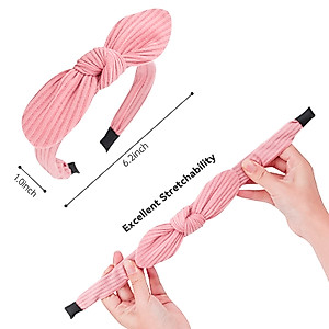 Jaciya Bow Headbands for Girls Women Hair Accessories Thin Headband with Bow Non Slip Fashion Knotted Head Band Bunny Ears Headband(Pink/Purple/Green/Yellow/White/Orange)