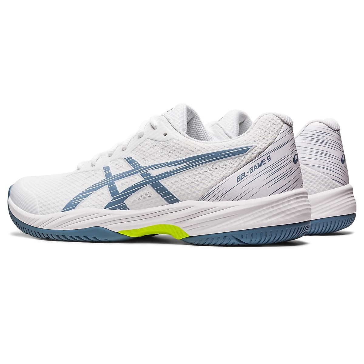 ASICS Men's Gel-Game 9 Tennis Shoe White/Steel Blue 7 D (M)