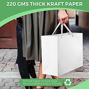 MOXARYSU White Gift Bags With Handles: 16x6x12 Inch 3pcs Extra Large White Paper Gags Bulk For Party Shopping Birthday Wedding