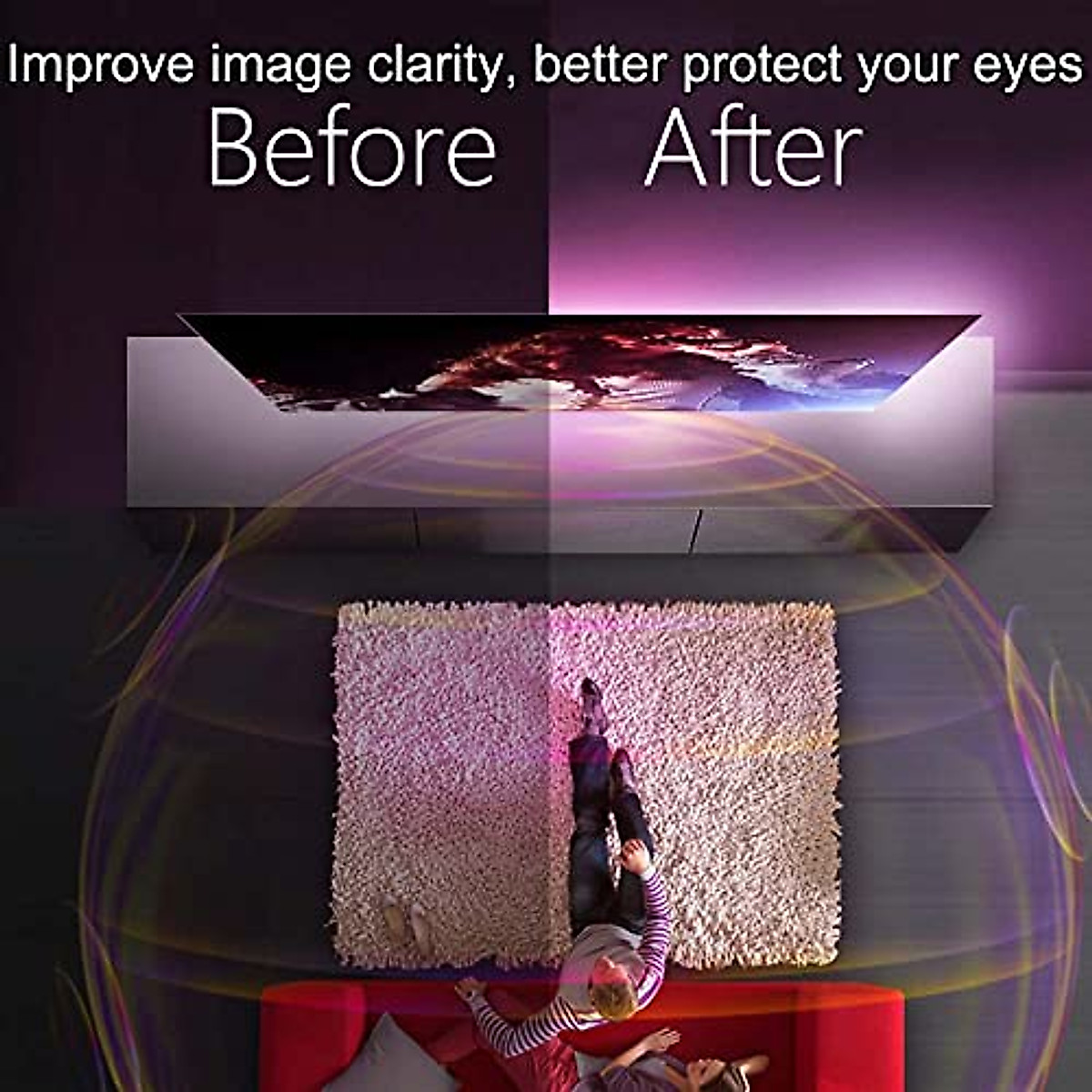 SNPDE LED Strip Lights for TV, USB TV Backlight Kit with Remote, APP Control Sync to Music, 5050 RGB LED Bias Lighting for HDTV, PC and Mirror (6.56ft for 40"-60" TV)