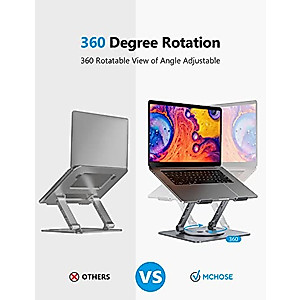 MCHOSE Laptop Stand, Adjustable Laptop Holder with 360° Rotating Base, Foldable Laptop Riser Compatible for MacBook Pro/Air, Surface Laptop up to 15.6 inches, Space Grey