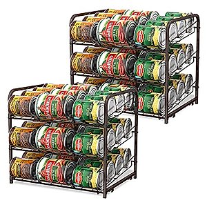 Can Organizer for Pantry Stackable 2 Pack, Can Storage Organizer Rack Stacking Can Dispensers Small Space Holds up to 36 Cans for Pantry, Kitchen, Cabinet- Brown