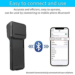 58mm POS Thermal Receipt Printer,Bluetooth Handheld POS Machine Terminal Printer Mobile POS Portable Back Clip Receipt Printer with Barcode Scanning Function Support SPP Protocol