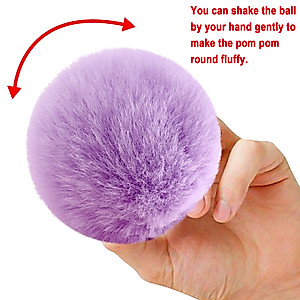 BQTQ 26 Pieces Faux Rabbit Fur Pom Pom Balls with Elastic Loop DIY Fluffy Pom Pom for Hats Beanie Shoes Scarves Gloves Bags Accessories(Brilliant Color)