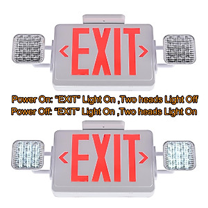 Apmeetlux Red Exit Sign with Emergency Lights, 200lm 3Hours Plug in Emergency Exit Sign with Lights Battery Backup for Business,Commerical Emergency Lighting Combo UL 924 AC85-277V Double Face