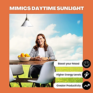 NorbSMILE Full-Spectrum “Sunlike” Premium A19 LED Light Bulb. Boosts Energy, Mood & Performance. Supports Circadian Rhythm. Near-Perfect Color Rendering. Patented Technology US Based (1-Pack)