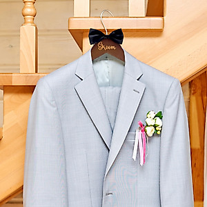 Ahzemepinyo 2 Pcs Bride and Groom Wedding Dress Hanger Wooden Wedding Hanger with Bow Tie Mr and Mrs Hangers Bride to Be Wedding Dress Hanger Wooden Hangers Wedding Gift Bridal Party Shower Gift