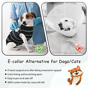 Kuoser Dog Surgery Suit Female Spay, Soft Dog Recovery Suit Male Neuter Anti Licking Dog Onesie E-Collar & Cone Alternative, Breathable Dog Surgical Suit for Surgery Recovery, Black Strips XL