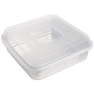 Nordic Ware Natural Aluminum Commercial Square Cake Pan with Lid, Exterior 9.88 x 9.88 Inches