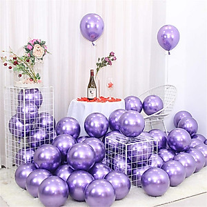 62pcs Metallic Purple Latex Balloons Various Sizes Chrome Balloon 12/10/5 inch Helium Balloon Perfect for Party Birthday Valentines Baby Shower Bridal Shower Wedding Anniversary Balloons