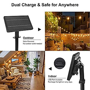 RTTY Solar String Lights Outdoor Waterproof 100ft with Remote and 52 Edison Bulb,Dimmable&Shatterproof,ST38 Solar Powered String Lights for Outside,Patio,Porch